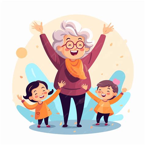 Los Brazos Alegres De Las Abuelas En Una Ilustración Vectorial Vector