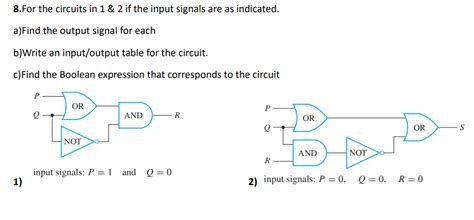 solved 8 for the circuits in 1and2 if the input signals are