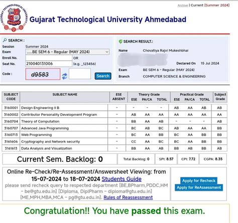 🌟 Excited To Share That Ive Successfully Completed My 6th Semester At Gujarat Technological