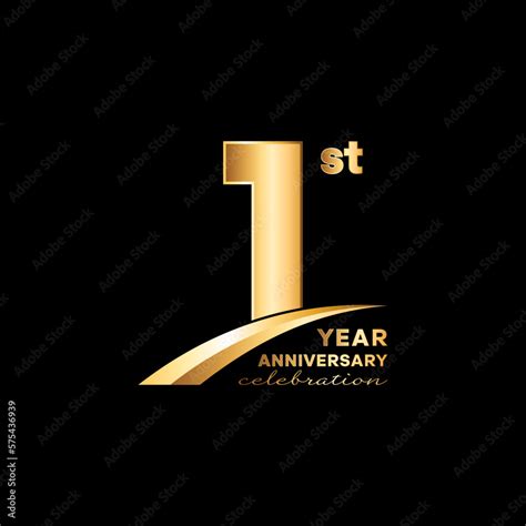 St Anniversary Logo Design With Golden Number And Text Isolated On
