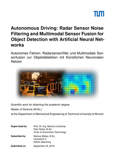 Pdf Autonomous Driving Radar Sensor Noise Filtering And Multimodal Sensor Fusion For Object