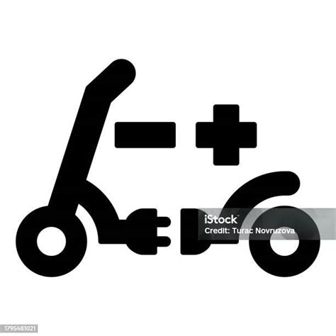 전기 스쿠터 플러그 및 소켓 솔리드 아이콘 전기 운송 개념 흰색 배경에 충전 전력 벡터 기호 글리프 스타일 아이콘 모바일 개념 웹 디자인 벡터 그래픽 검은색에 대한 스톡