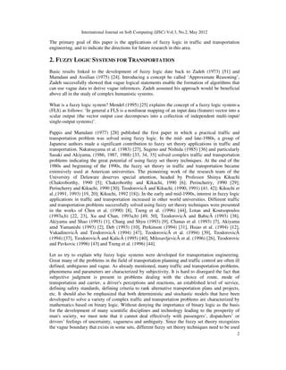 APPLICATION OF FUZZY LOGIC IN TRANSPORT PLANNING PDF