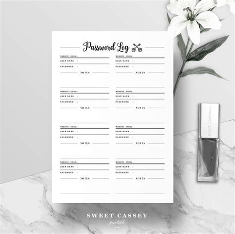 Fillable Password Tracker Password Log Password Organizer Password Keeper Password List Keeper