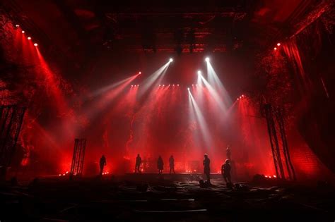 Premium Photo Red Light Stage Illuminated Ambiance