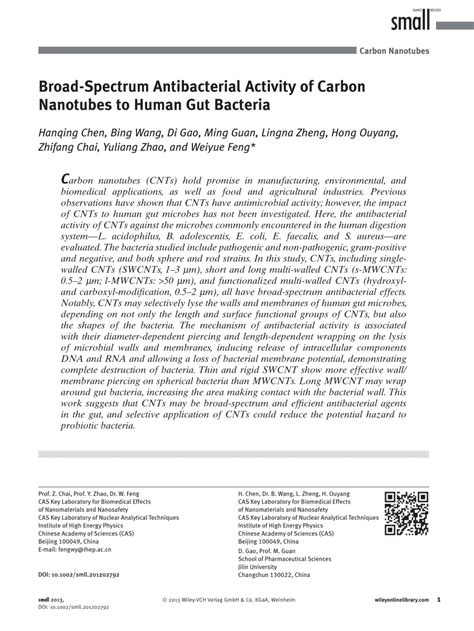 Pdf Broad Spectrum Antibacterial Activity Of Carbon Nanotubes To
