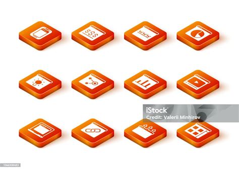 Set Laptop With Browser Window Browser Graph Chart Infographic Files And Online Play Video Icon