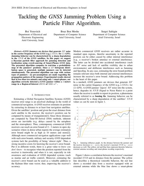 Pdf Tackling The Gnss Jamming Problem Using A Particle Filter Algorithm