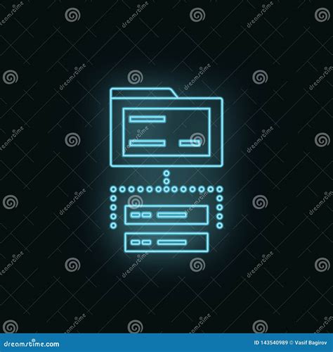 Server Folder Database Neon Icon Web Development Vector Icon Stock