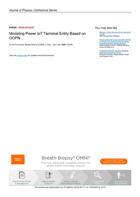 Pdf Modeling Power Iot Terminal Entity Based On Oopn