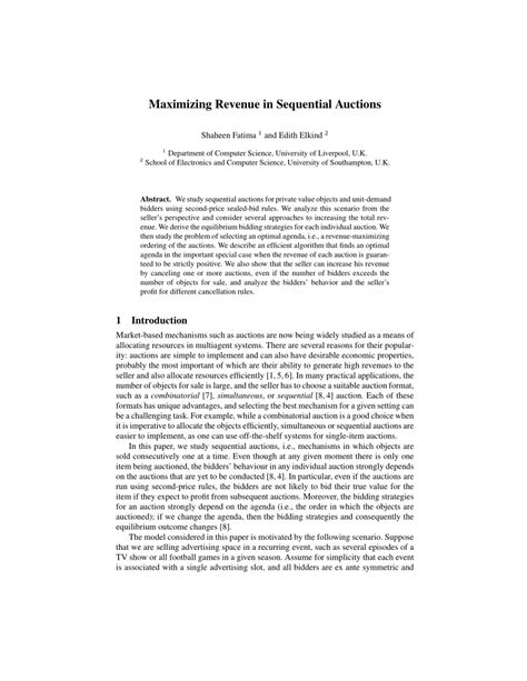Pdf Maximizing Revenue In Sequential Auctions