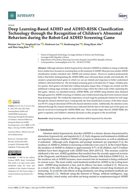 Pdf Deep Learning Based Adhd And Adhd Risk Classification Technology