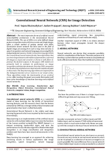 Pdf Irjet Convolutional Neural Network Cnn For Image Detection