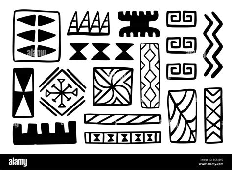 Hawaiian Tribal Icon Symbols Geometric Shapes Set Stock Vector Image