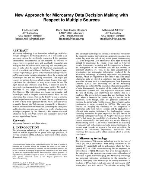 Pdf New Approach For Microarray Data Decision Making With Respect To Multiple Sources
