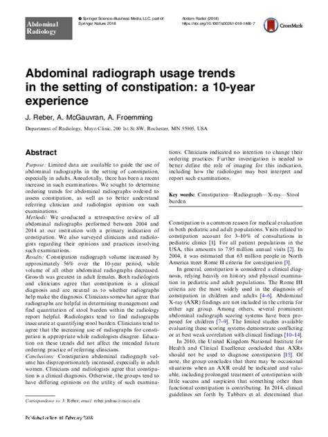 Pdf Abdominal Radiograph Usage Trends In The Setting Of Constipation