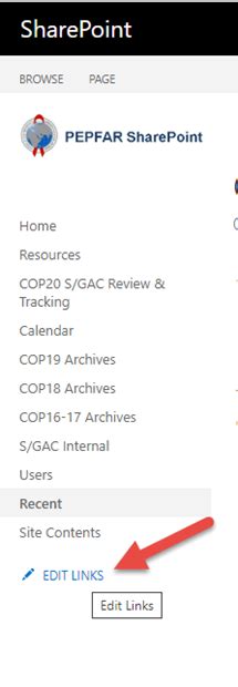 How To Edit The Left Hand Side Navigation Link PEPFAR SharePoint