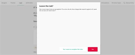 The Leave The Logic Tab Confirmation Dialog Appears With Incorrect