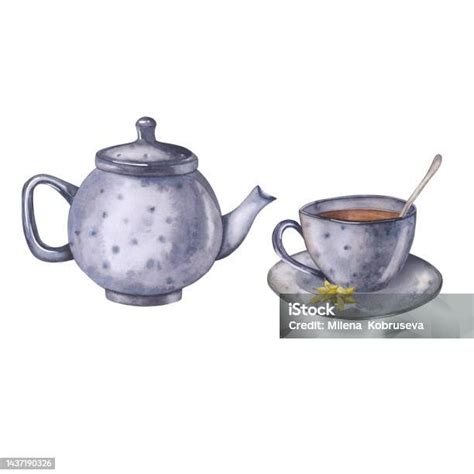 카다멈이 있는 수채화 그림 차 세트 흰색 배경에 격리된 손으로 그린 카드 패키지 디자인 조리 기구에 대한 차 세트 그림 구도에 대한 스톡 벡터 아트 및 기타 이미지 Istock