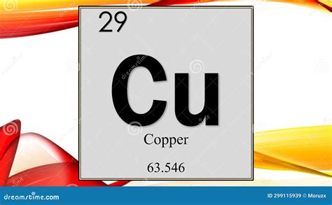 Copper Chemical Element Symbol On Wide Colored Background Stock Illustration Illustration Of
