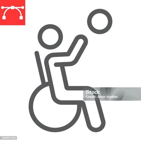휠체어 농구 라인 아이콘 장애 및 스포츠 장애인 남자 사인 벡터 그래픽 편집 스트로크 선형 아이콘 Eps 10 휠체어 농구에 대한 스톡 벡터 아트 및 기타 이미지 Istock