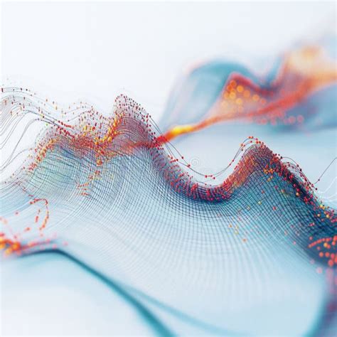 Abstract Digital Waveforms With Dynamic Colored Data Points On Light Background Stock Image