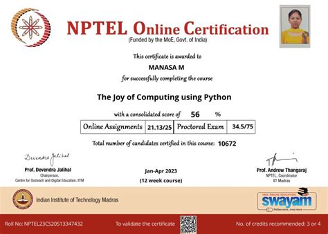 Manasa M On Linkedin Python Nptel Iitmadras