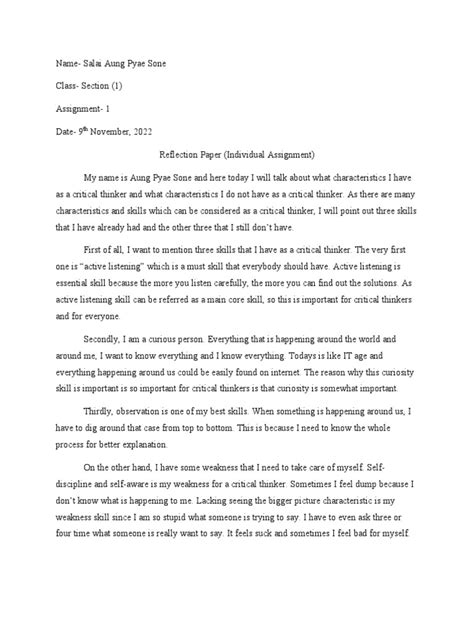 Critical Thinking Assignment By Aung Pyae Sone Pdf Critical Thinking Curiosity