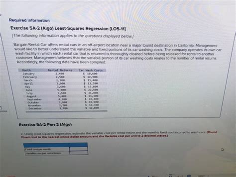 Solved Required Information Exercise 5a 2 Algo