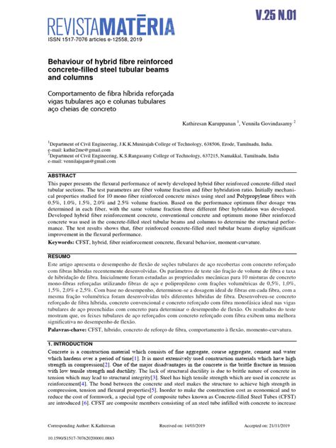 Behaviour Of Hybrid Fibre Reinforced Concrete Fill Pdf Concrete Beam Structure
