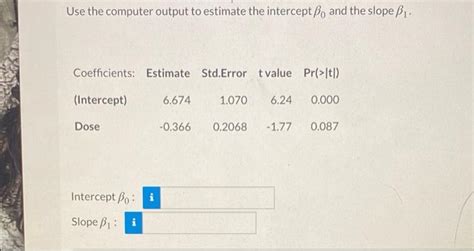 Solved Use The Computer Output To Estimate The Intercept Bo