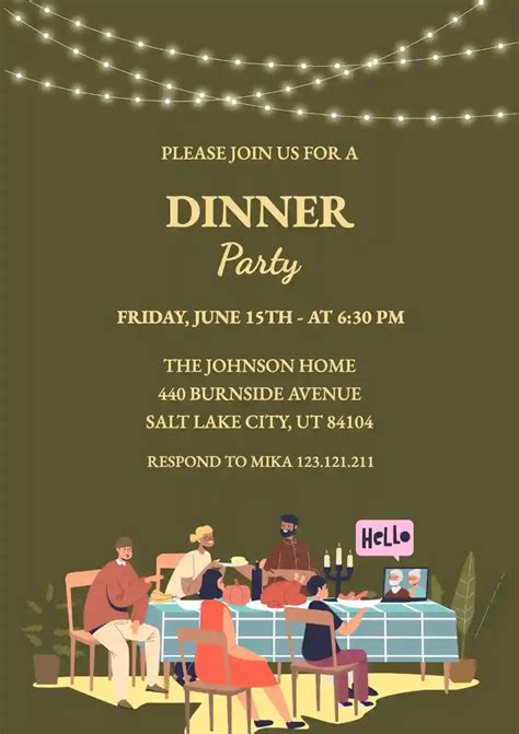 Gold Dots Dinner Party Invitation Templates Invitanku