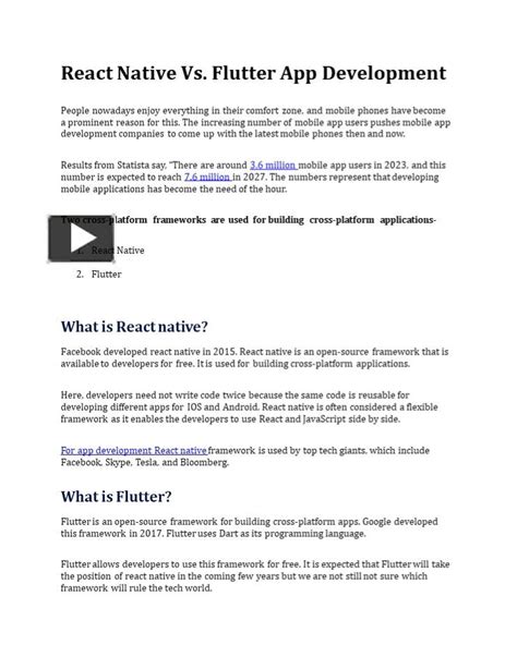 Ppt React Native Vs Flutter App Development Powerpoint Presentation Free To Download Id