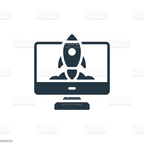 시작 아이콘입니다 웹 사이트 디자인 및 모바일 앱 개발 인쇄를 위한 글리프 출시 아이콘 흰색 배경에 고립 된 채워진 Seo 및 마케팅 컬렉션에서 시작 아이콘 0명에 대한