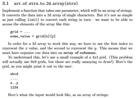 solved 3 1 arr of strs to 2d array strs implement a