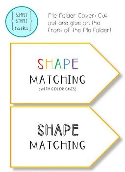 Shape Matching File Folder Task By Simply Simple Tasks TPT