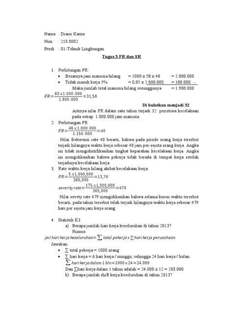 Tugas 3 K3 Fr Dan Sr Pdf