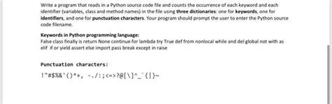 Solved Write A Program That Reads In A Python Source Code