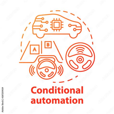 Conditional Automation Concept Icon Adaptive Cruise Control Car With Autonomous Features