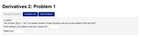 Solved 1 Point The Function Fx5x5 Is A Power Function