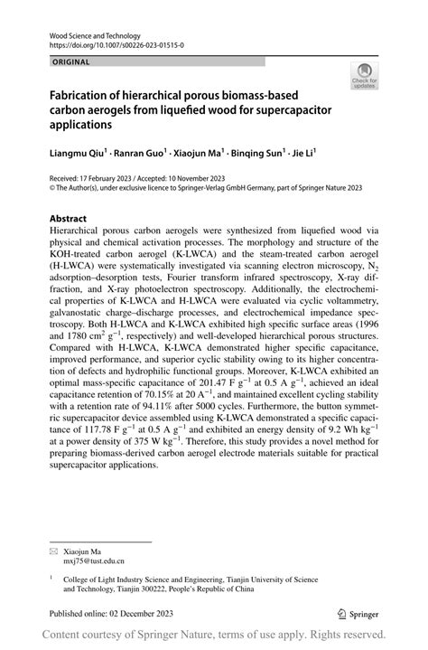 Fabrication Of Hierarchical Porous Biomass Based Carbon Aerogels From
