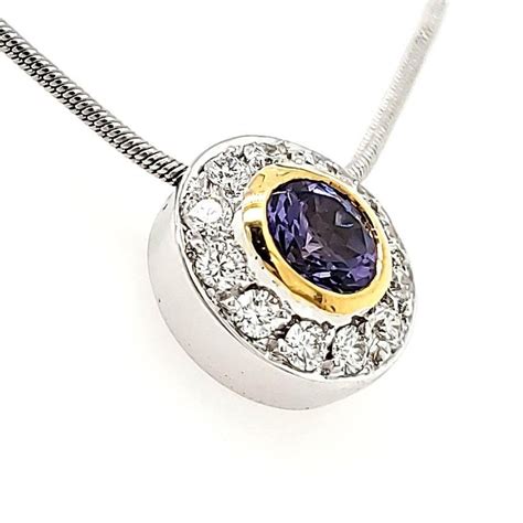 Tanzanite Round Pendant In 18 K Gold Chain For Sale At 1stdibs