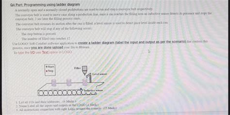 Q4 Part Programming Using Ladder Diagram A Normally