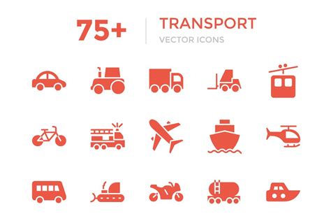 75个交通工具矢量图标 75 Transport Vector Icons 云瑞设计
