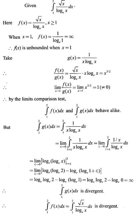 Improper Integrals Theorem Worked Examples Exercise With Answers