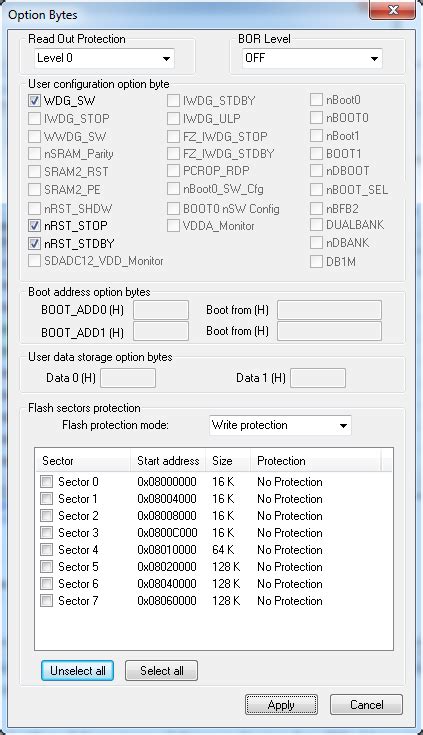 Where Are Option Bytes Defined Stmicroelectronics Community
