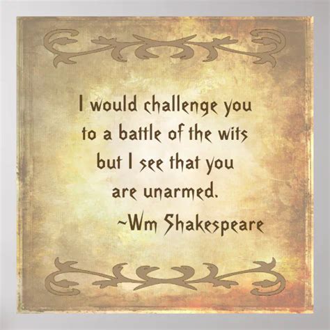 Vintage Battle Of The Wits Shakespeare Quote Poster Zazzle
