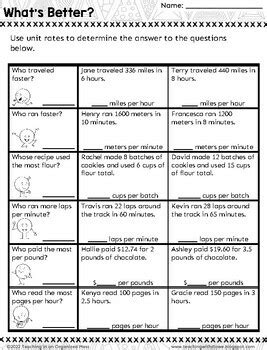 Calculate Unit Rate Practice Pages By Teaching In An Organized Mess