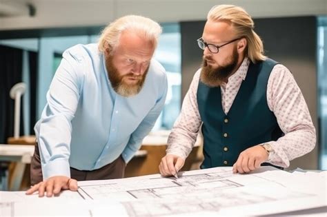 Premium Ai Image Shot Of A Two Architects Discussing Building Plans