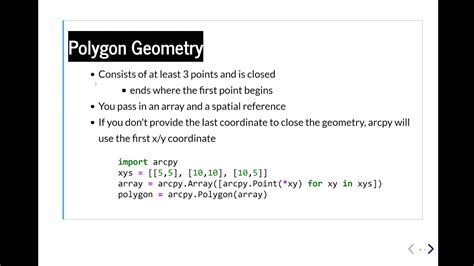 Lesson 05 Working With Arcpy Geometries Youtube